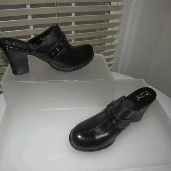 b.o.c. | Shoes | Boc Born Concepts Leather Chunky Heels Mules Clogs ...